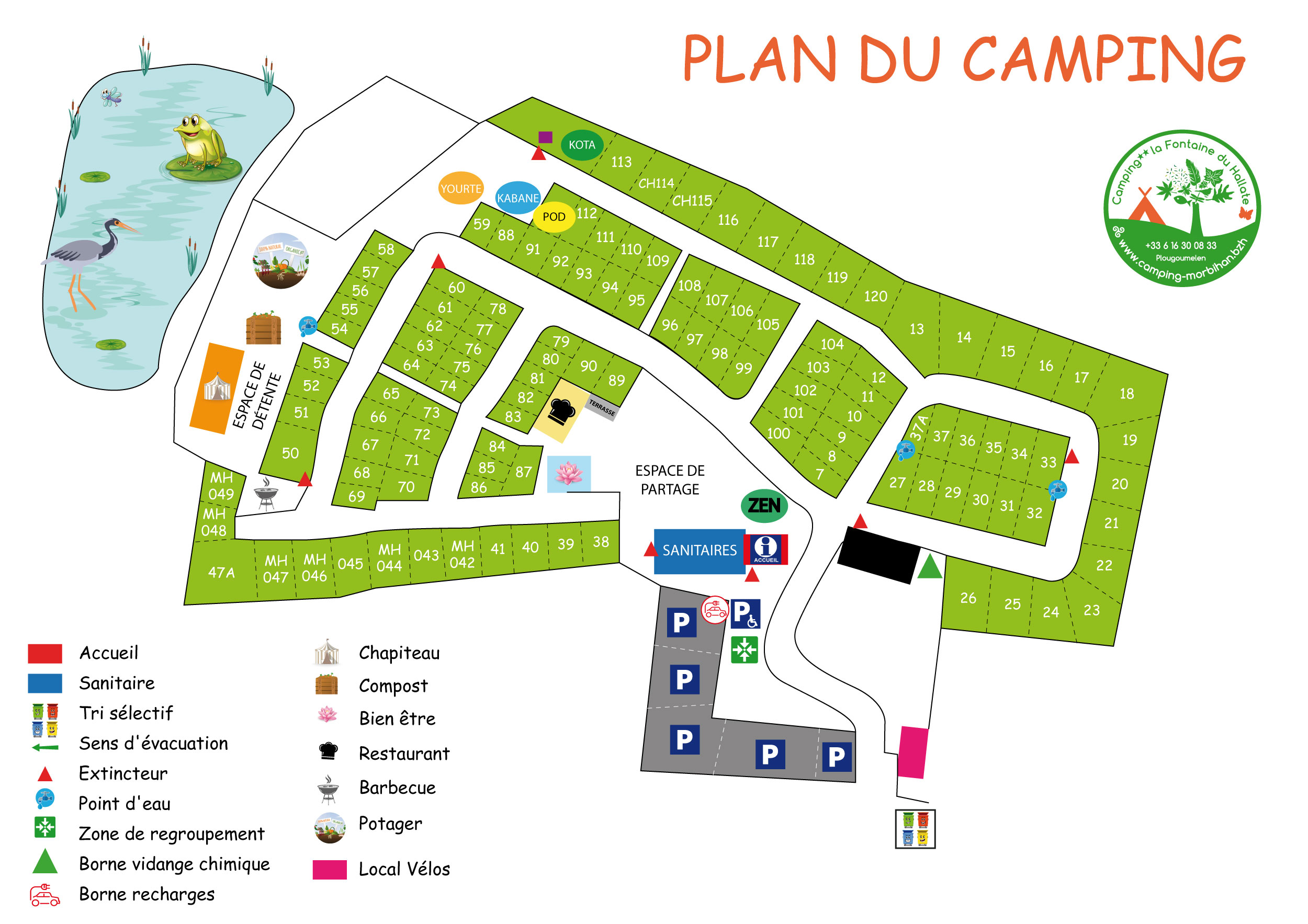 Plan du camping - Camping nature la fontaine du hallate en Bretagne